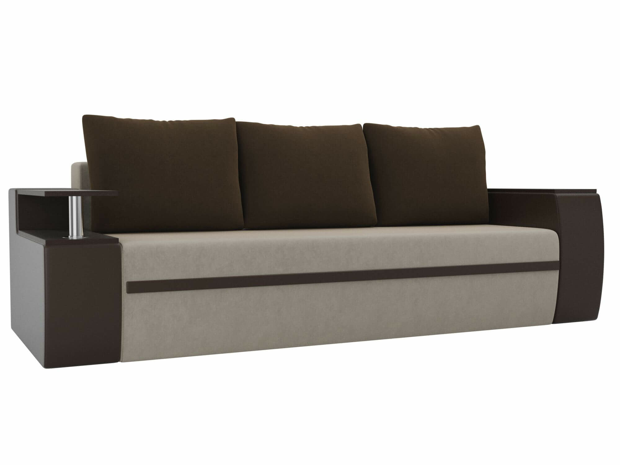 Artum Прямой диван Майами микровельвет бежевый эко кожа коричневый подушки микровельвет коричневый