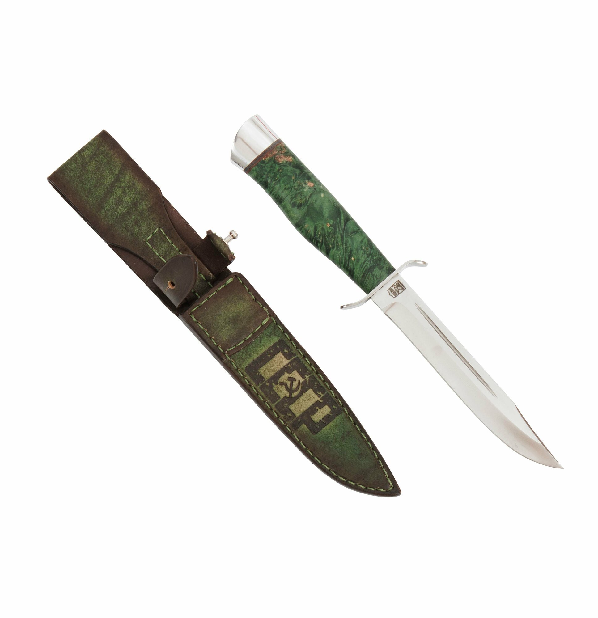 Нож "Разведчика" (сталь 110Х18МШД, кап клена стабилизированный-ал.)