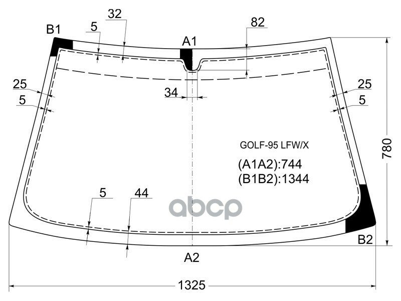 Стекло лобовое Volkswagen Polo 94-01 / SEAT Inca 95-03 XYG арт. GOLF-95 LFW/X
