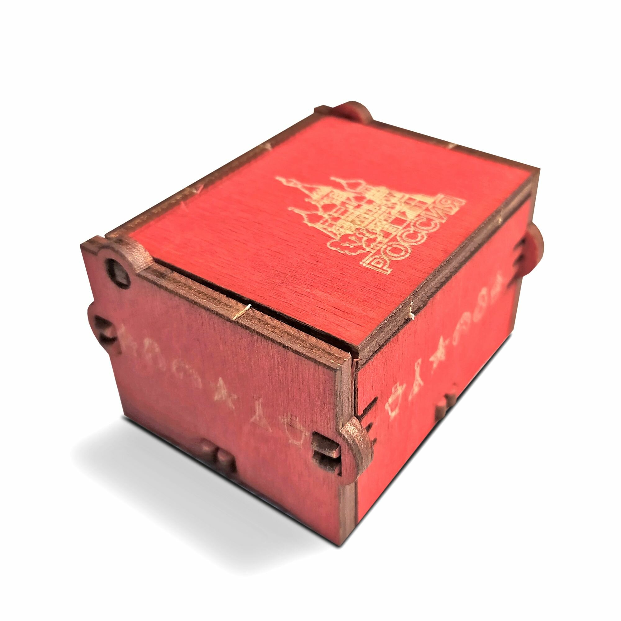 Музыкальная деревянная шкатулка-шарманка из фанеры Россия с мелодией Гимн России