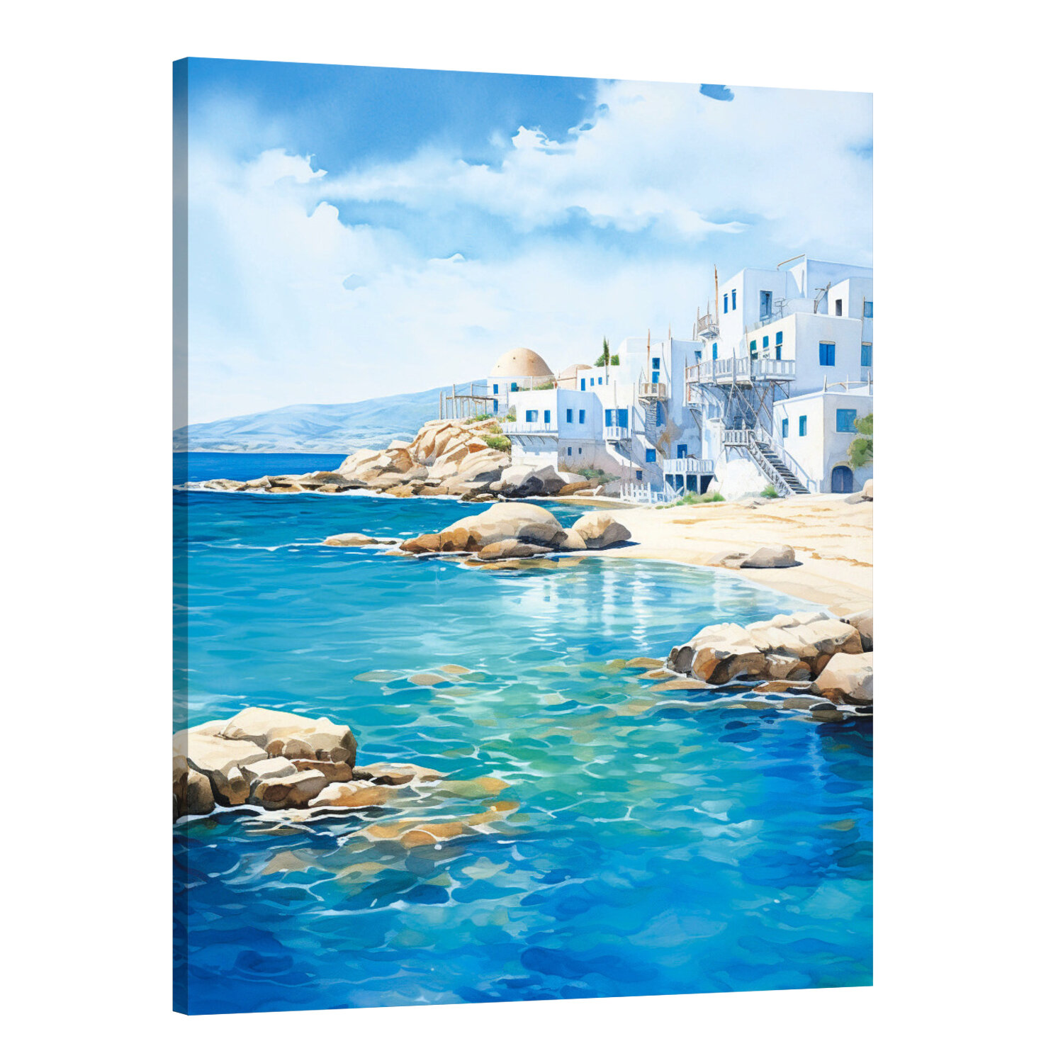 Интерьерная картина 50х70 "Греция: умиротворение в белом"