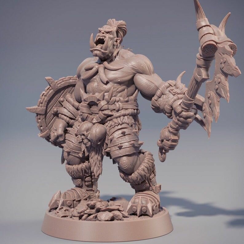 Орк Варвар - Берсерк, Полуорк (класс: Воин, Файтер) миниатюра для DnD (ДнД), Pathfinder и других Настольных игр (НРИ, Варгеймов или РПГ), фентези тематика