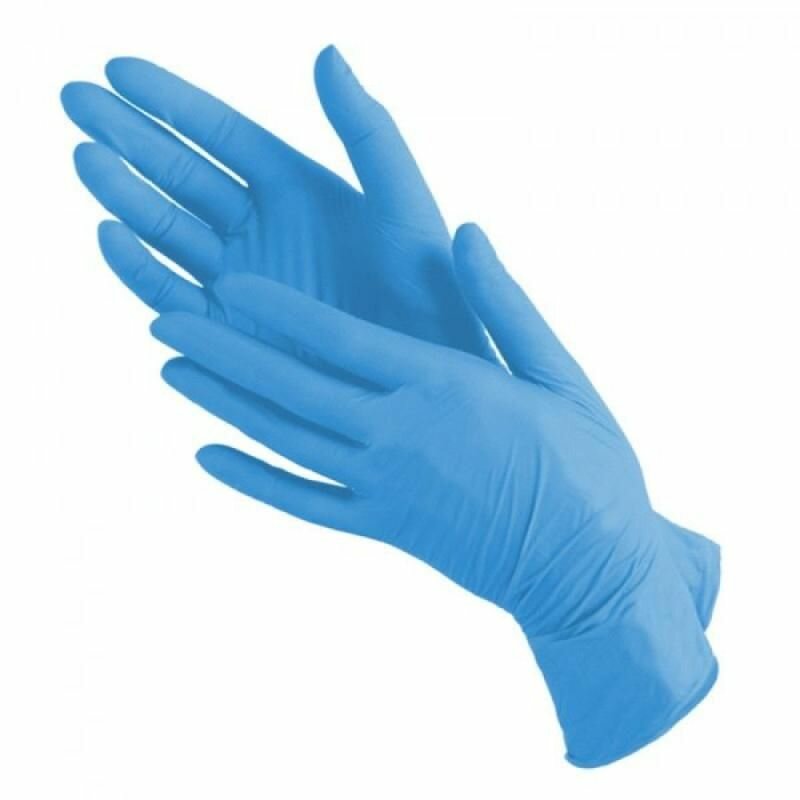Перчатки нитриловые неопудренные Benovy Nitrile, размер L, цвет голубой, 100 пар