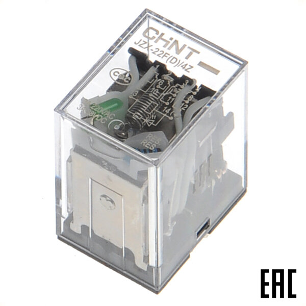 Реле промежуточное 285385 JZX-22F(D) DC24В 3А 4 переключение контакта LED CHINT (2 шт. в комплекте)