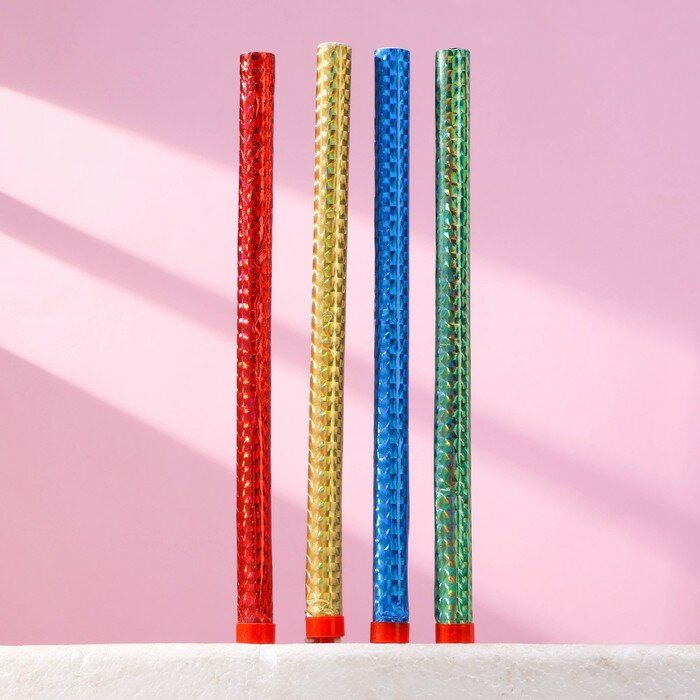 Свечи фонтаны в торт цветные, 4 шт, 25 см, горение 60 сек