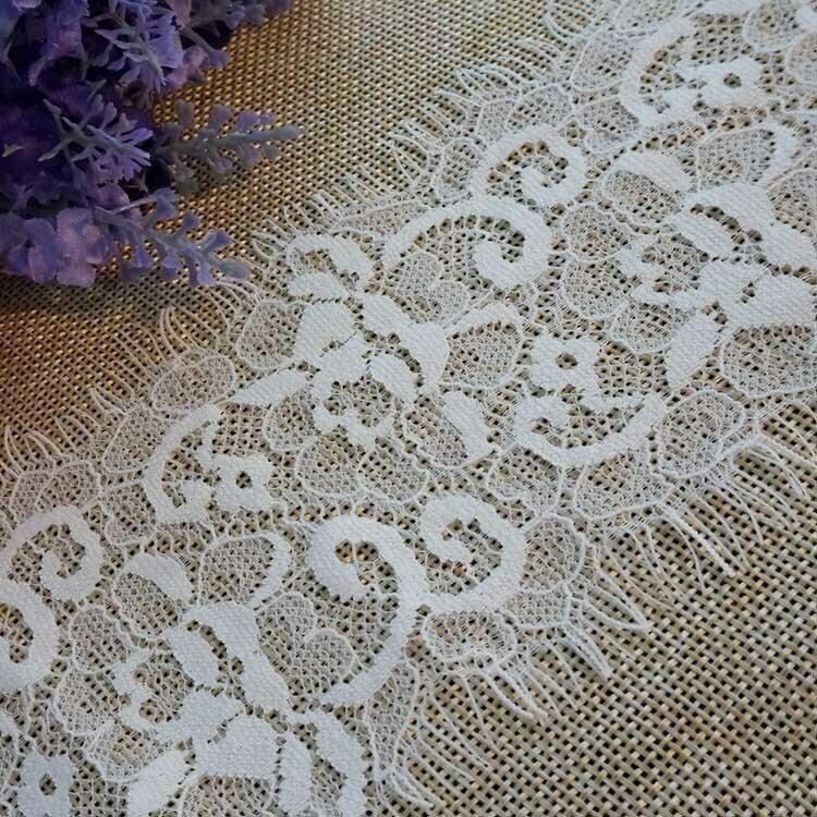 Кружево реснички (французское кружево "шантильи") шир.90мм цв. белый (2 шт по 3 метра)