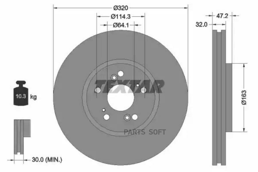 TEXTAR 92194900 Диск тормозной передний HONDA ACCORD VIII/IX 08-> TEXTAR 92194900