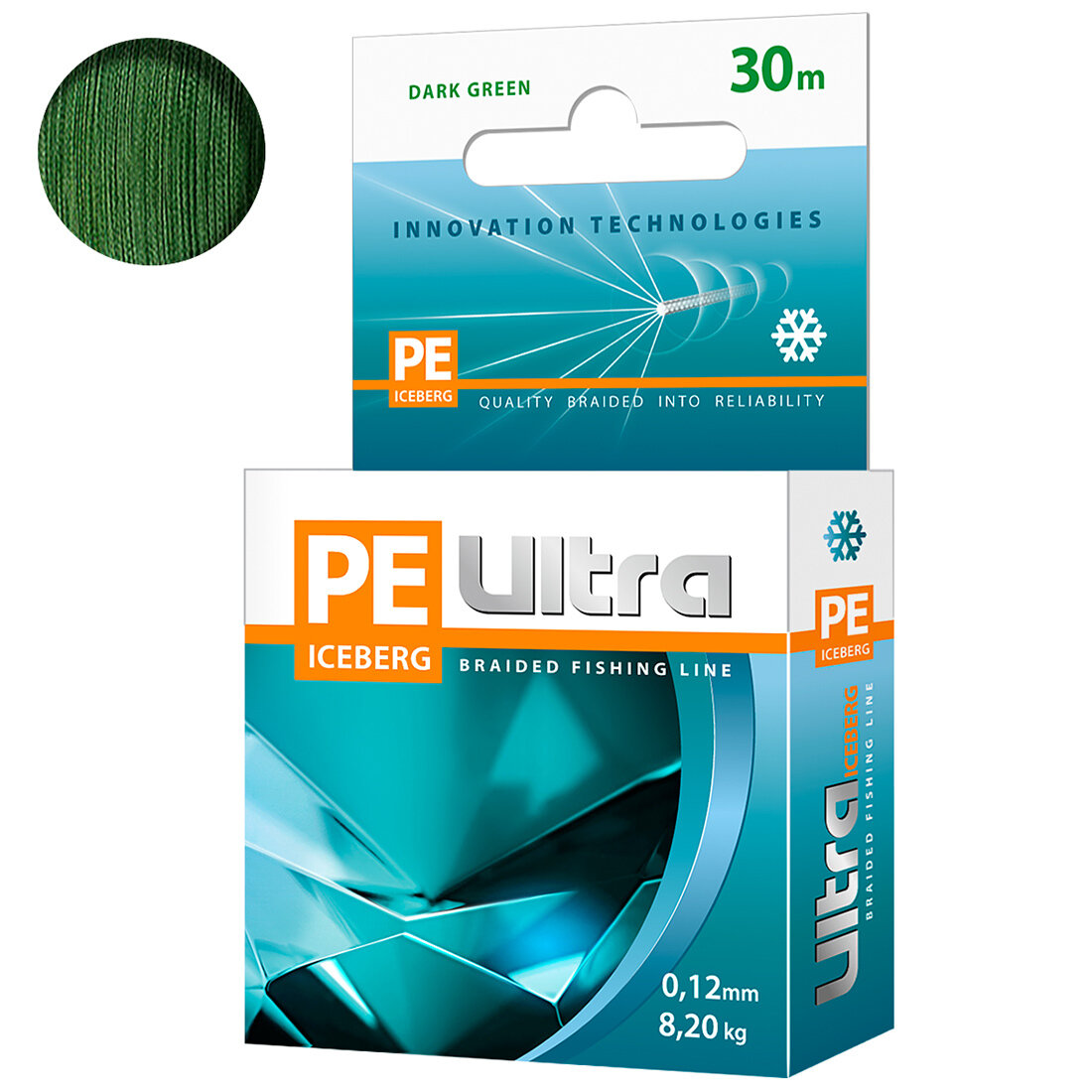 Плетеный шнур для рыбалки AQUA PE ULTRA ICEBERG 0,12mm 30m