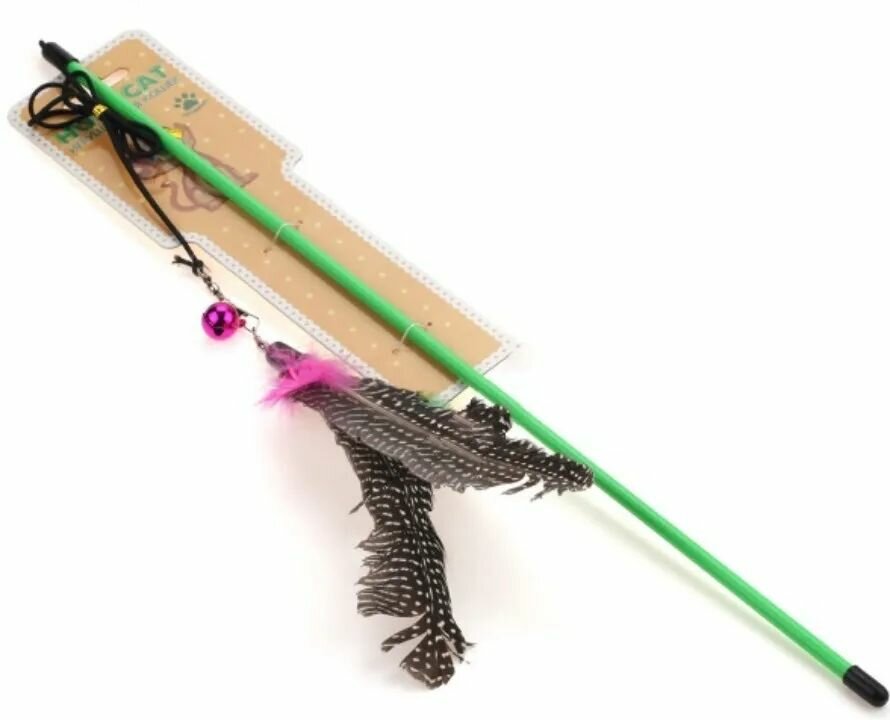 Homecat игрушка для кошек дразнилка удочка с перьями с колокольчиком, 46 см