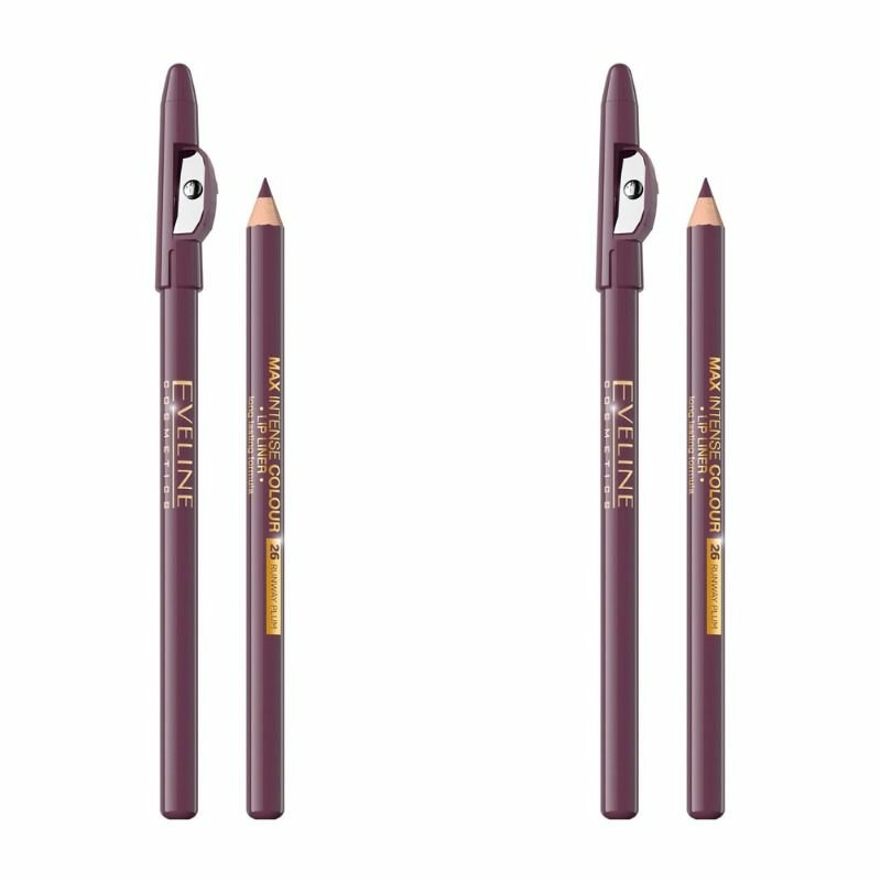 Eveline Cosmetics Карандаш для губ Max Intense Colour тон №26 Runway plum, 2 шт