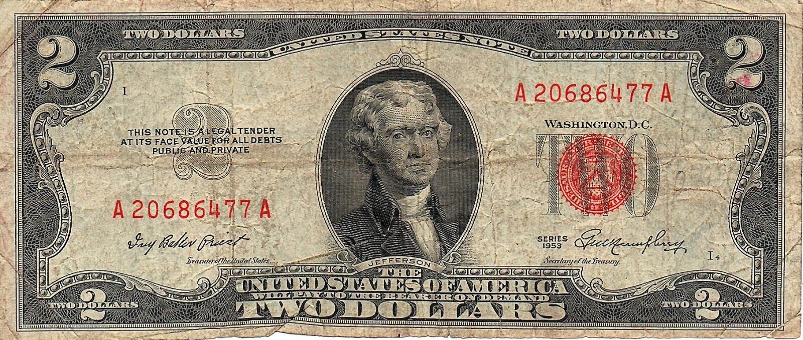 2 доллара 1953 год США 20686477
