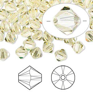 Бусина Swarovski, 6мм, Биконус (#5328), светло-желтый (цвет 213), 10 шт.