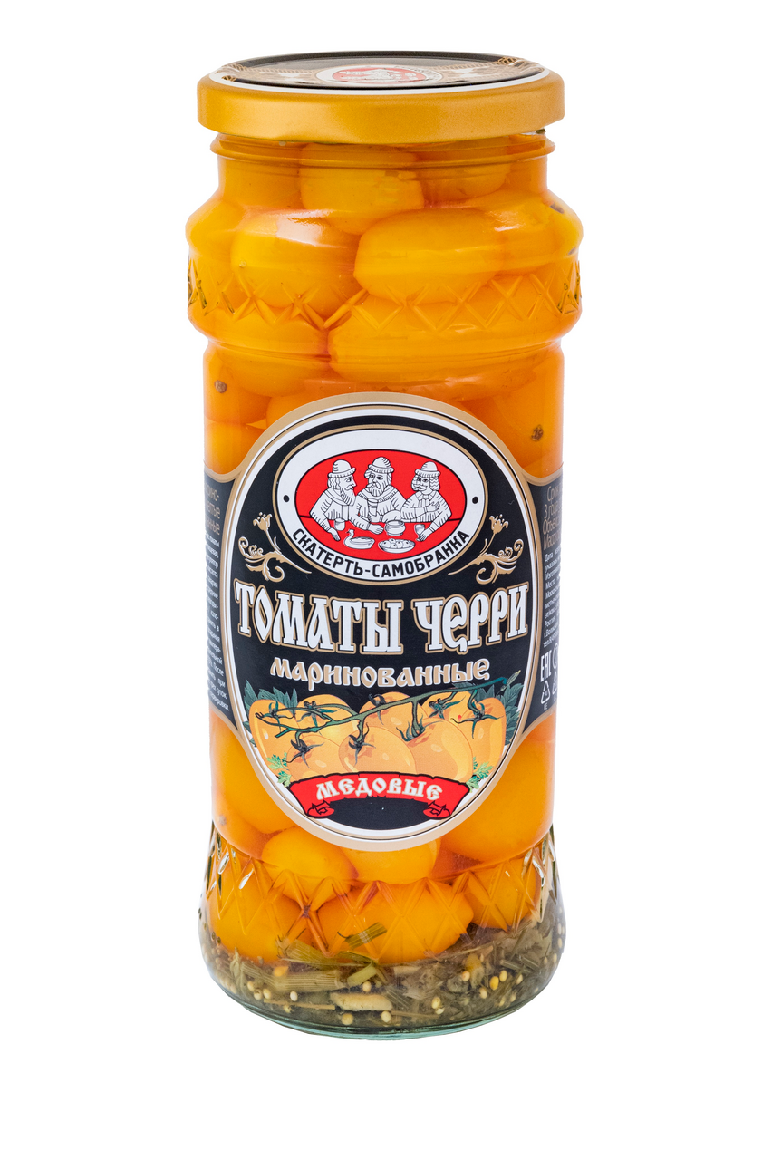 Томаты маринованные скатерть-самобранка Медовые, черри желтые, 580мл
