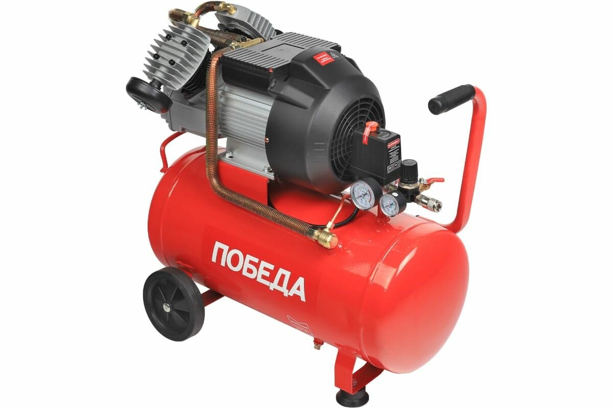 Компрессор Победа поршневой масляный КМ 50-400, 400 л/мин, 8 бар, 2200 Вт, 50 л, быстросъемный 1/4