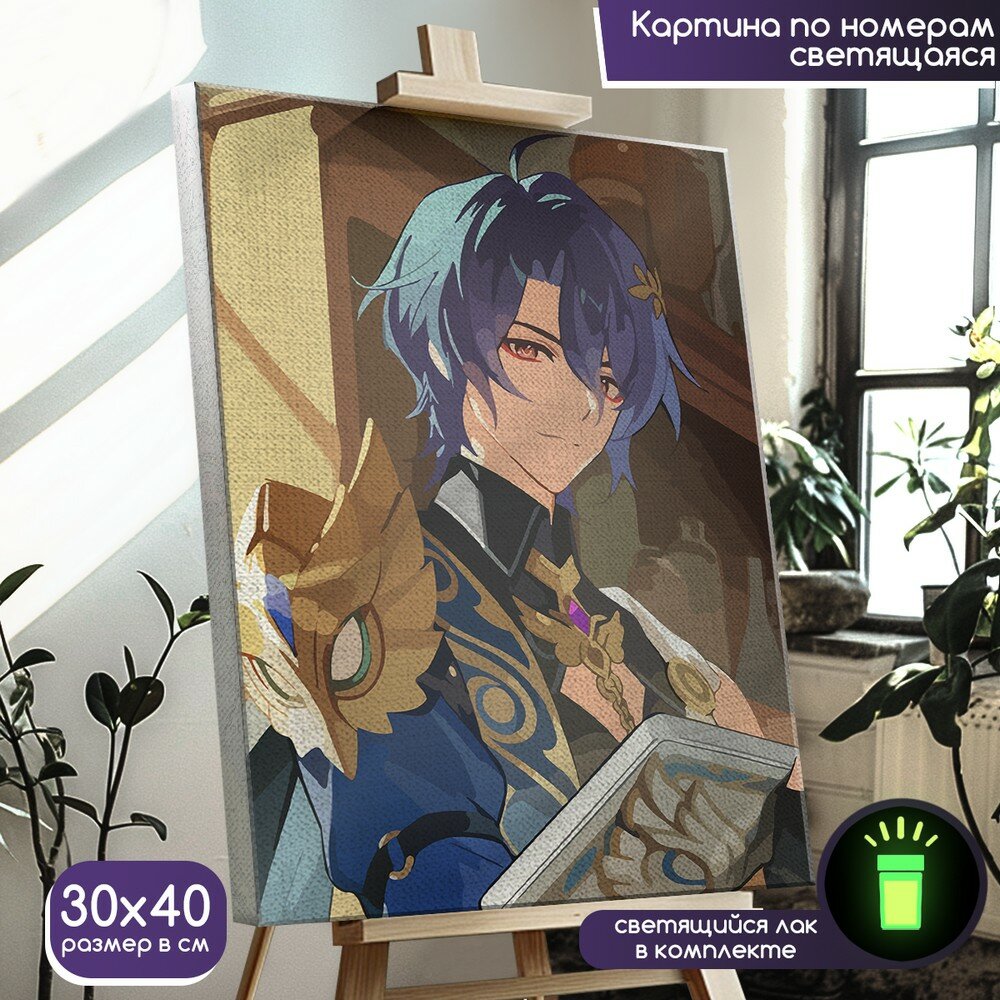 Картина по номерам со светящейся краской игра Honkai star reil (Хонкай стар рейл, хср, Доктор Рацио) - 1038 В 30x40