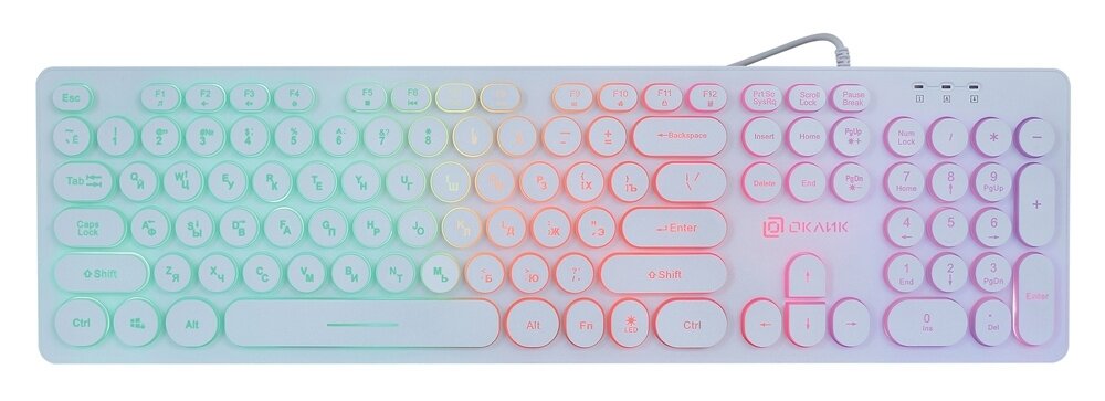 Клавиатура Oklick 420MRL white USB slim Multimedia LED 1091227