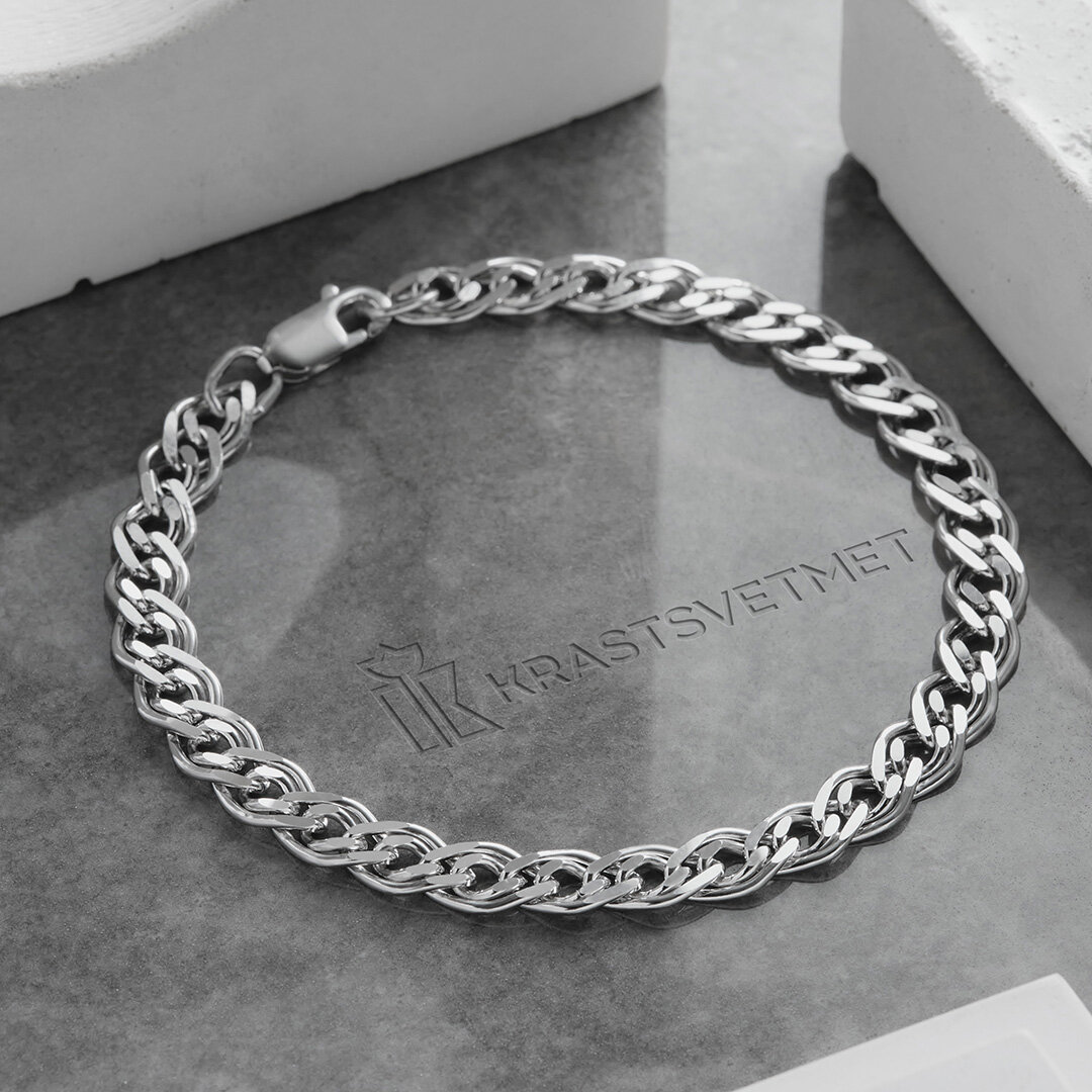 Браслет-цепочка, серебро, 925 проба, родирование