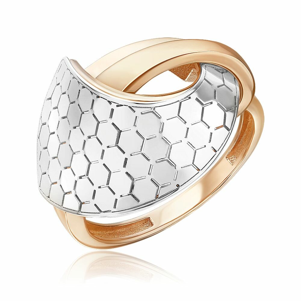 Кольцо, комбинированное золото, 585 проба, родирование