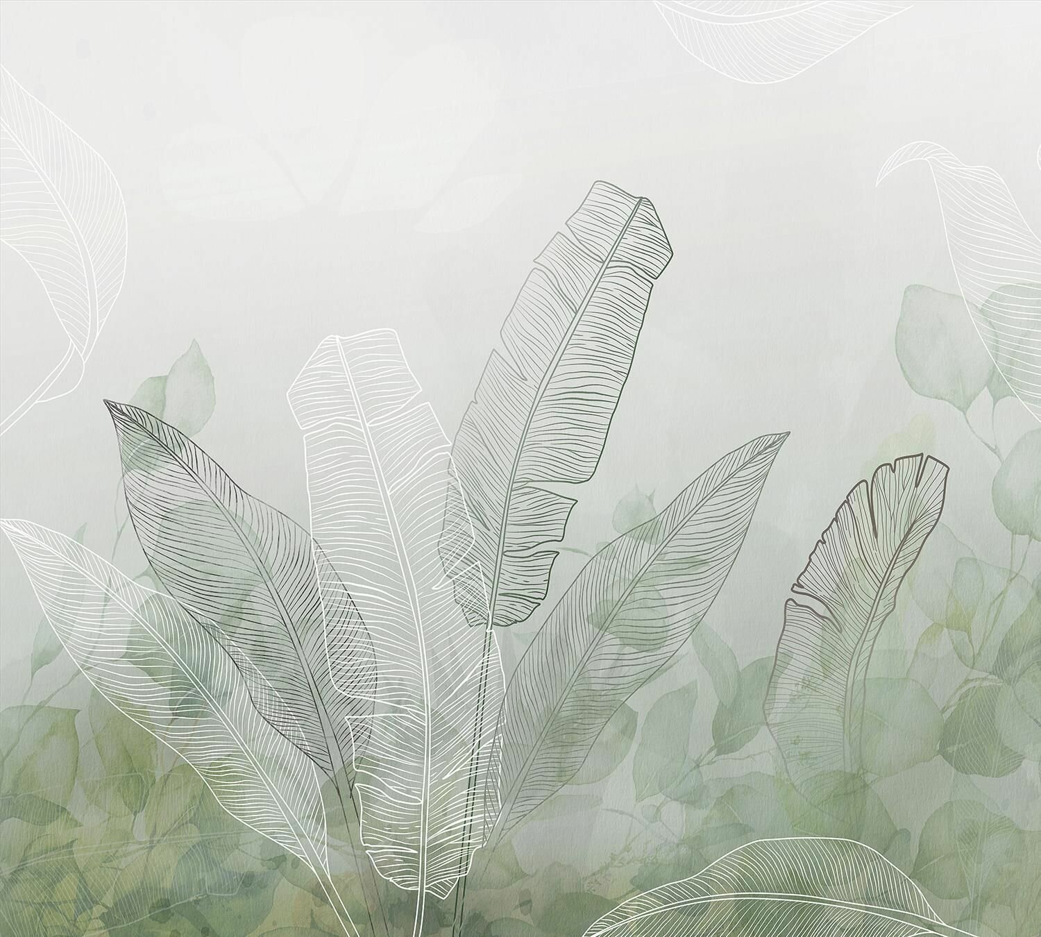 Фотообои/F коллекцияF-306 Листья акварель 300х270-1Divino