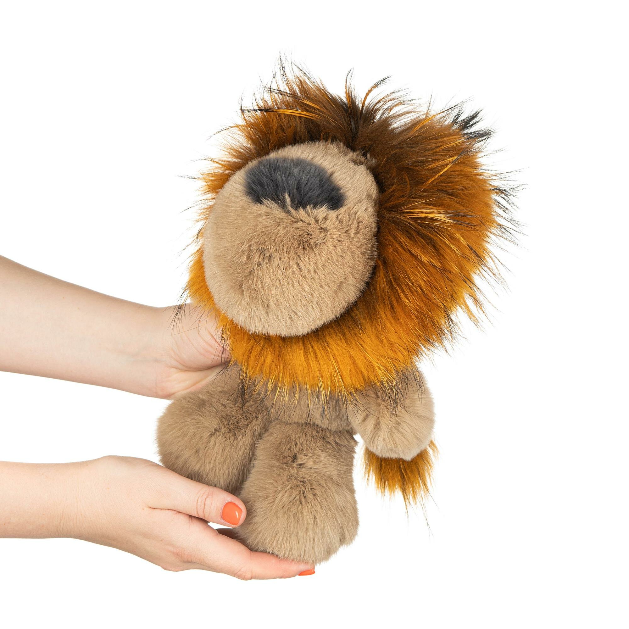 Мягкая игрушка Лев Holich Toys из натурального меха кролика рекс и песца, мягкие игрушки, игрушки для детей, детские игрушки, игрушки для девочек, игрушки для мальчиков