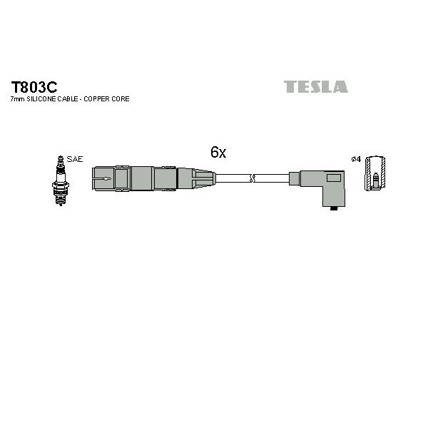 Комплект высоковольтных проводов для автомобиля, TESLA T803C (1 шт.)
