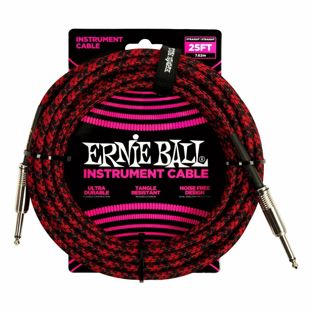 Инструментальный кабель Ernie Ball 6398 7.5 Braided Red Black