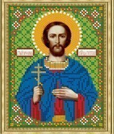 Схема для частичной вышивки бисером с нанесенным рисунком (19*24см.) Бис 819 Св. Леонид