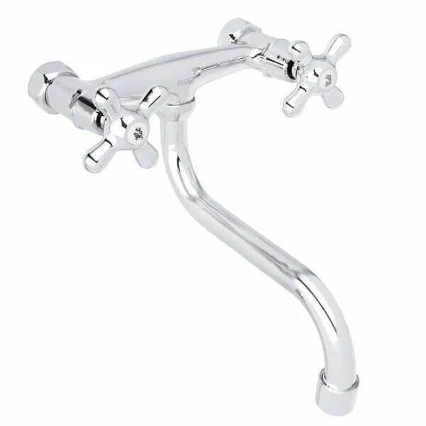 СоюзКран Смеситель для кухни настенный, круглый излив 25см, кер. кран-буксы 1/2, хром, цинк SK10-S204