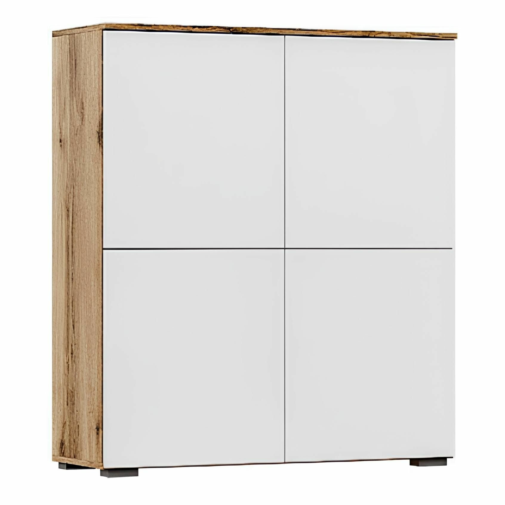 Комод Милан с 4 дверцами от Астрид-Мебель, размер 100х36х114 см, цвет Дуб Делано/Белый