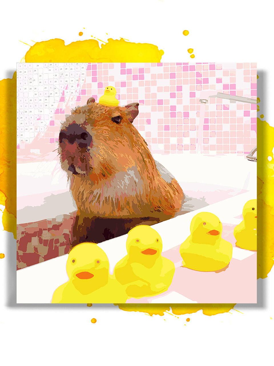 Картина по номерам на холсте Капибара в ванне, 50 х 50 см