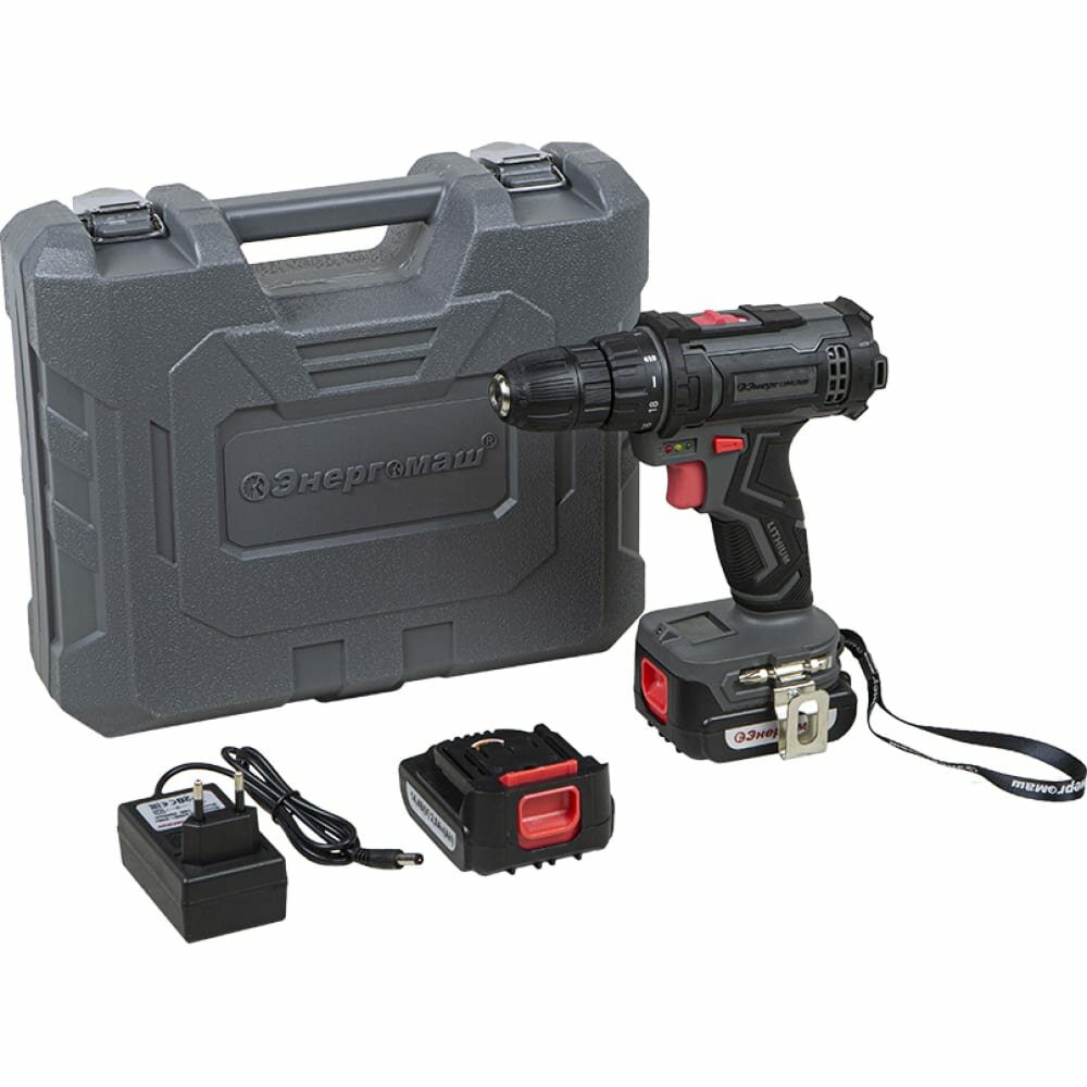 Аккумуляторная дрель Энергомаш 12 В, 1BatterySystem, 2 акк. ДШ-12К