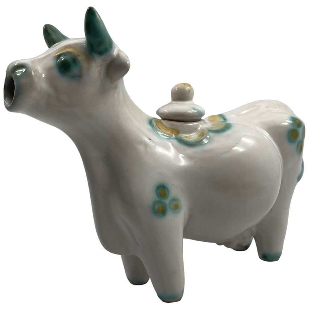 Сливочник "Корова" 0.5 л, фарфор, ручная роспись, 1950-1970 гг, Ереванский ФЗ (?), СССР