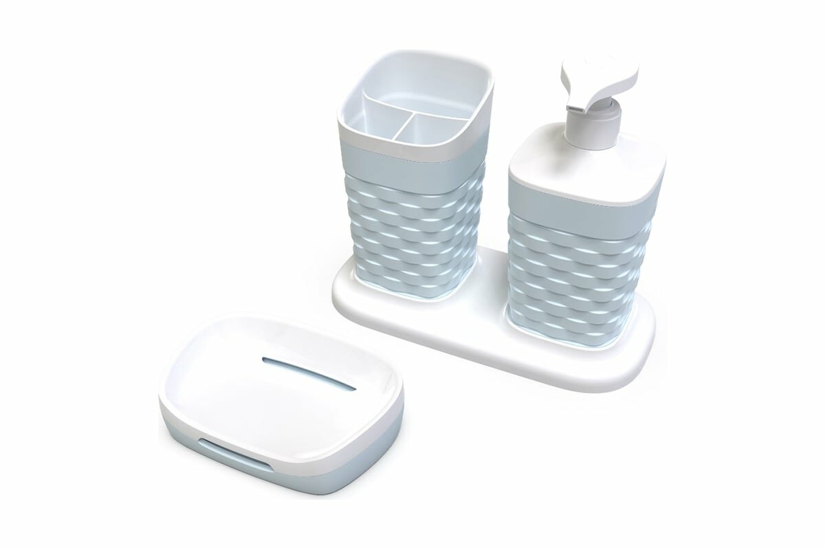 Полимербыт Набор для ванной комнаты "REEF" на подставке 4 предмета 438353100