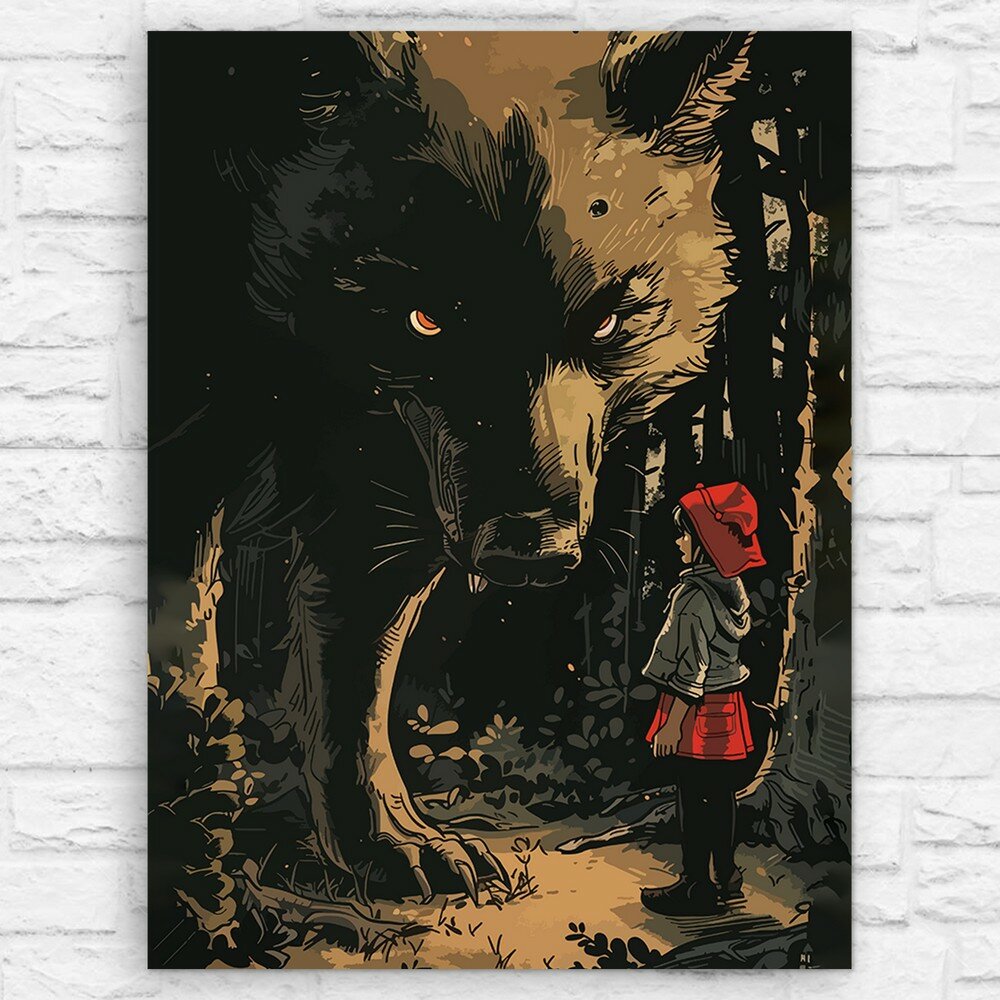 Картина по номерам на холсте народные сказки (красная шапочка, волк, животные) - 15606 В 30x40