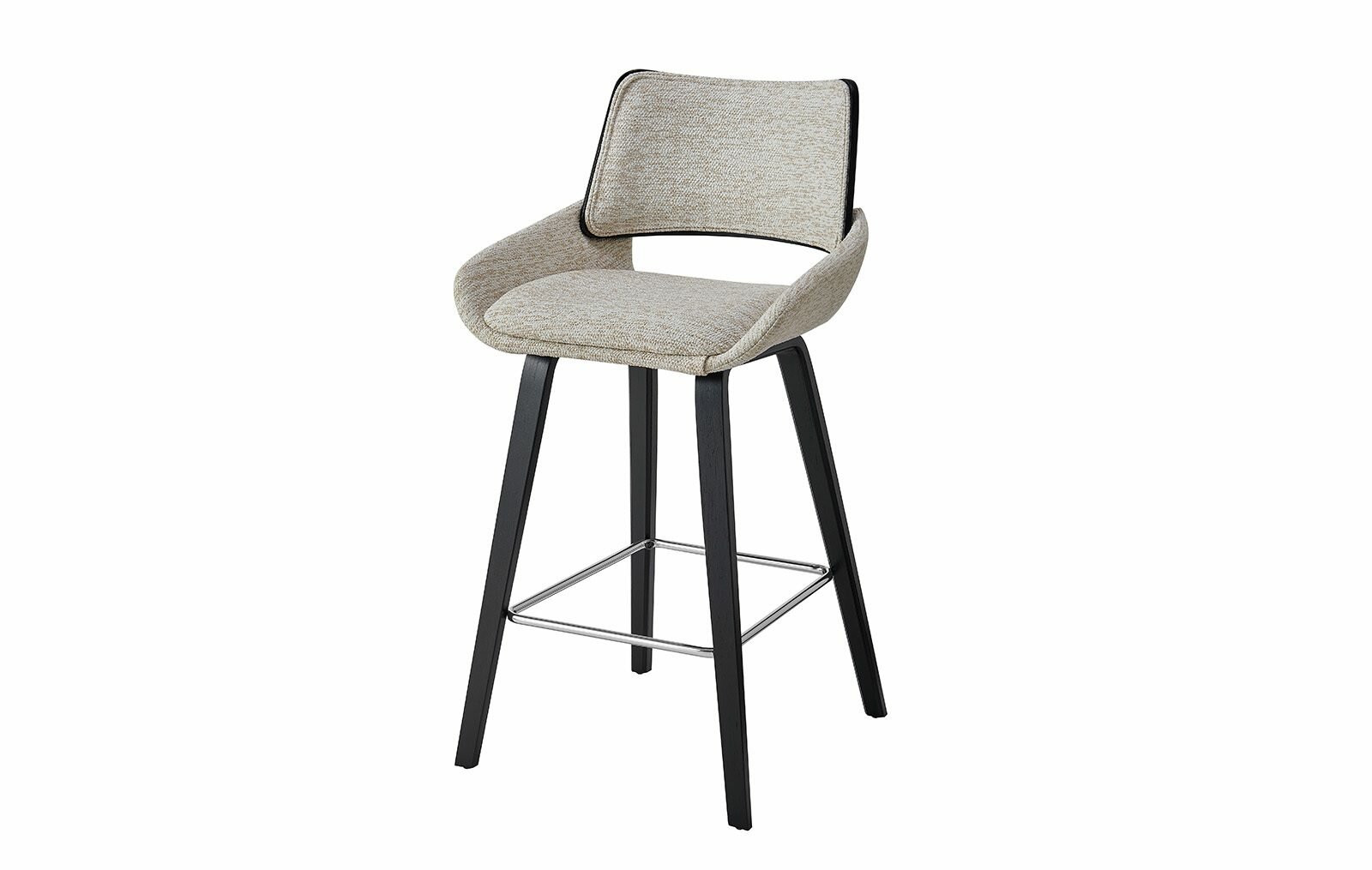 Стул полубарный JY3174X-1109-4 ESF бежевый, черный, ткань, дерево, мягкое сиденье, без подлокотников