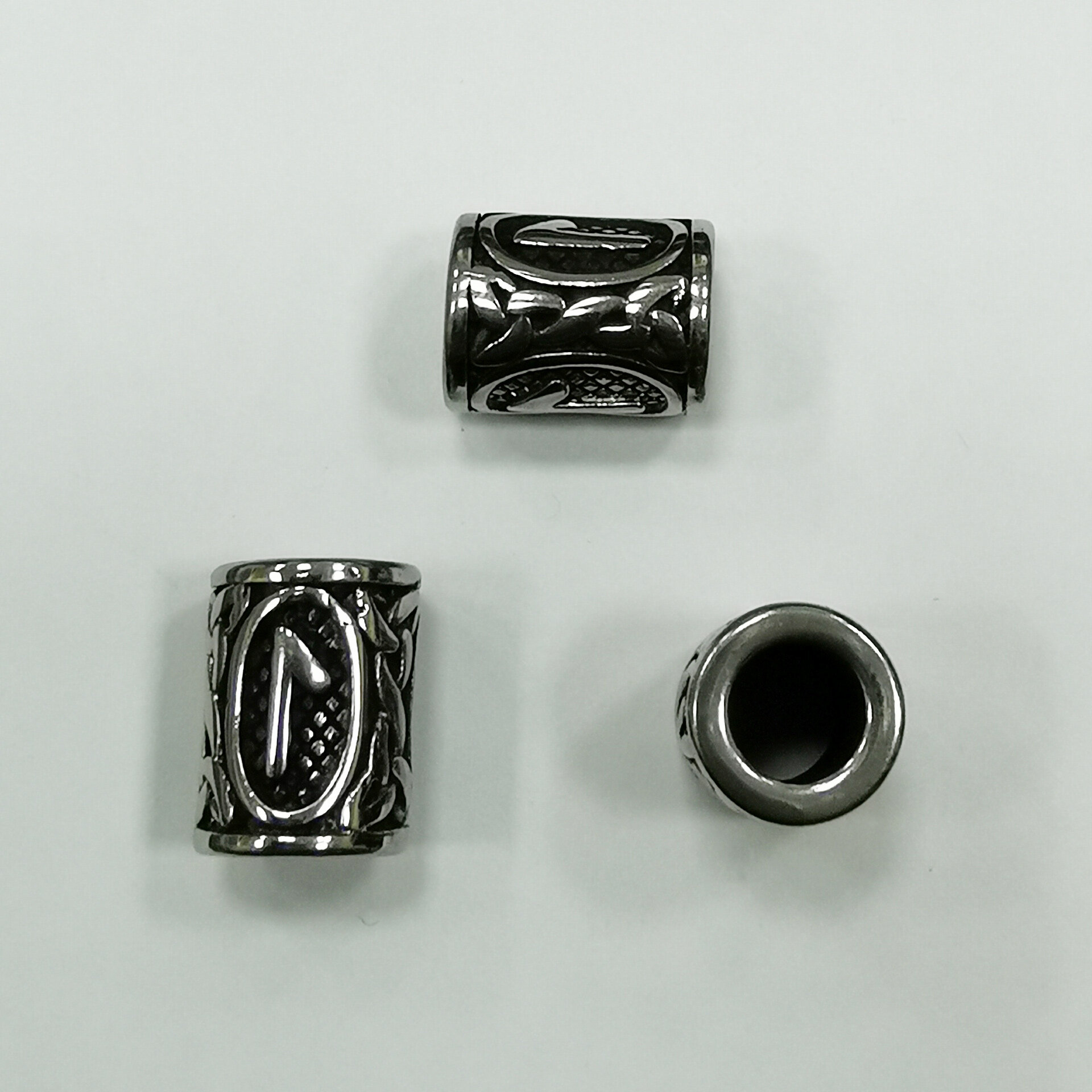 Бусина металлическая, 13х10мм, Руна Лагуз, базовый материал - нержавеющая сталь, без покрытия, с чернением, 1 шт.