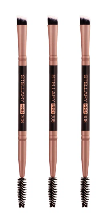 Кисть для бровей двусторонняя Stellary Eyebrow brush duo 308 3 шт