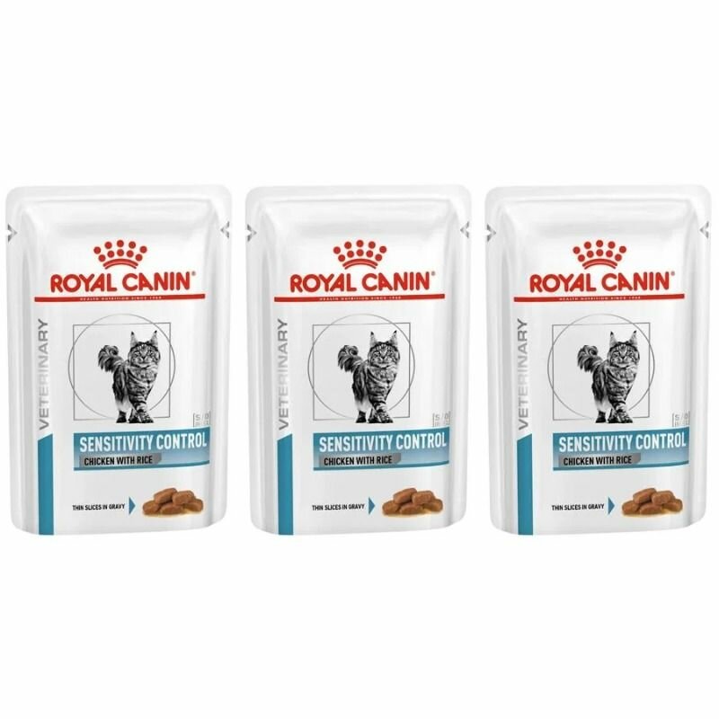 Влажный корм для кошек Royal Canin диетический при пищевой аллергии и непереносимости Sensitivity Control Feline, с курицей и рисом, 85 г, 3шт
