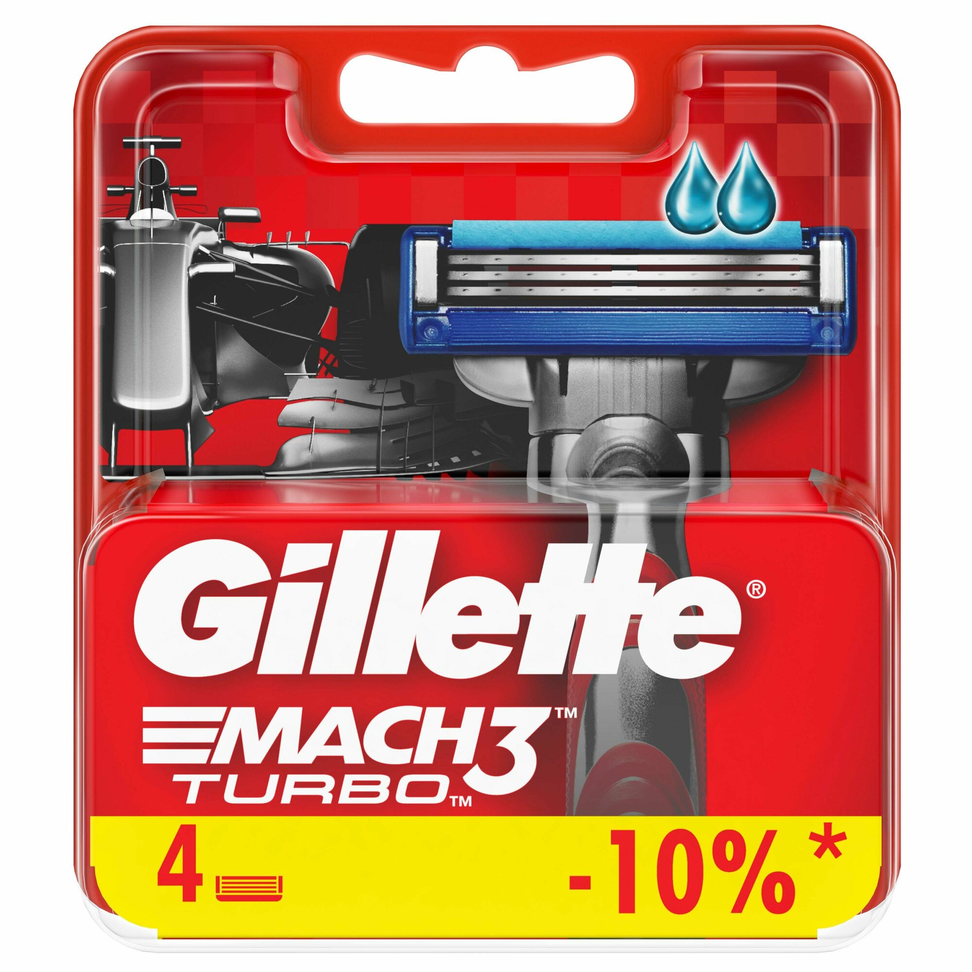 Сменные кассеты для станка Gillette MACH3 Turbo с 3 лезвиями, 4 шт.