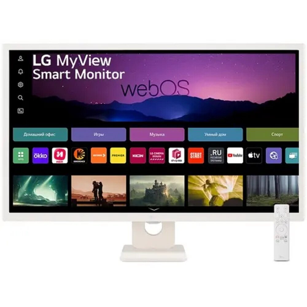 Монитор LCD LG 31.5" 32SR50F-W Smart Monitor IPS 1920x1080 60Hz 5ms 250cd 16:9 1200:1 178/178 2x5W 2xHDMI USB VESA webOS