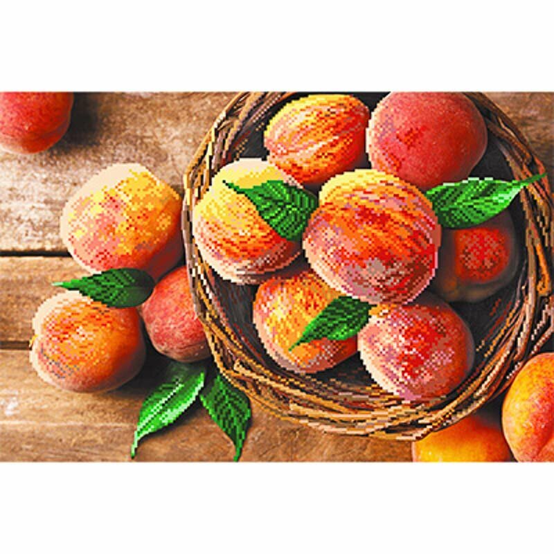 Ткань атлас с рисунком Матренин посад для вышивания бисером 37 см х 49 см 4187 Райские персики