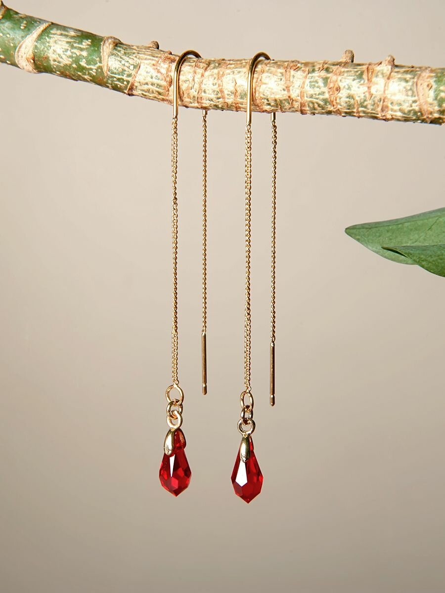 Серьги цепочки, кристаллы Swarovski, стекло, кристалл