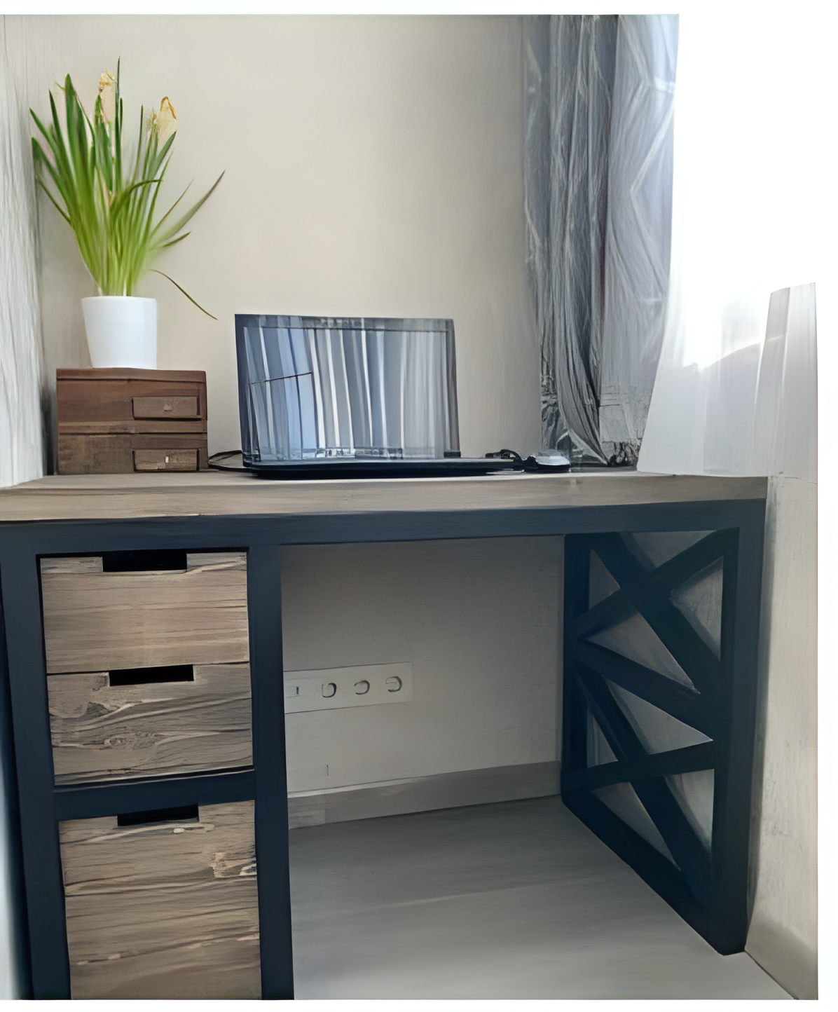 Стол EasyLOFT "Compakt", письменный, стиль лофт, 75х65х60, цвет бежевый, металл/дерево