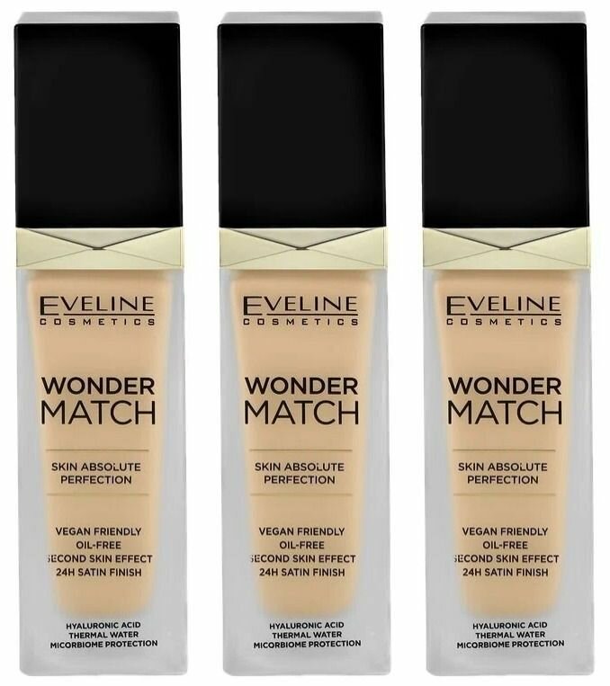 Eveline Cosmetics Адаптирующаяся тональная основа Wonder Match, тон №15 Natural, 30 мл, 3 шт