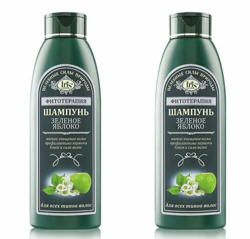 Iris cosmetic Шампунь для волос женский Фитотерапия Зеленое яблоко, 500 мл, 2шт