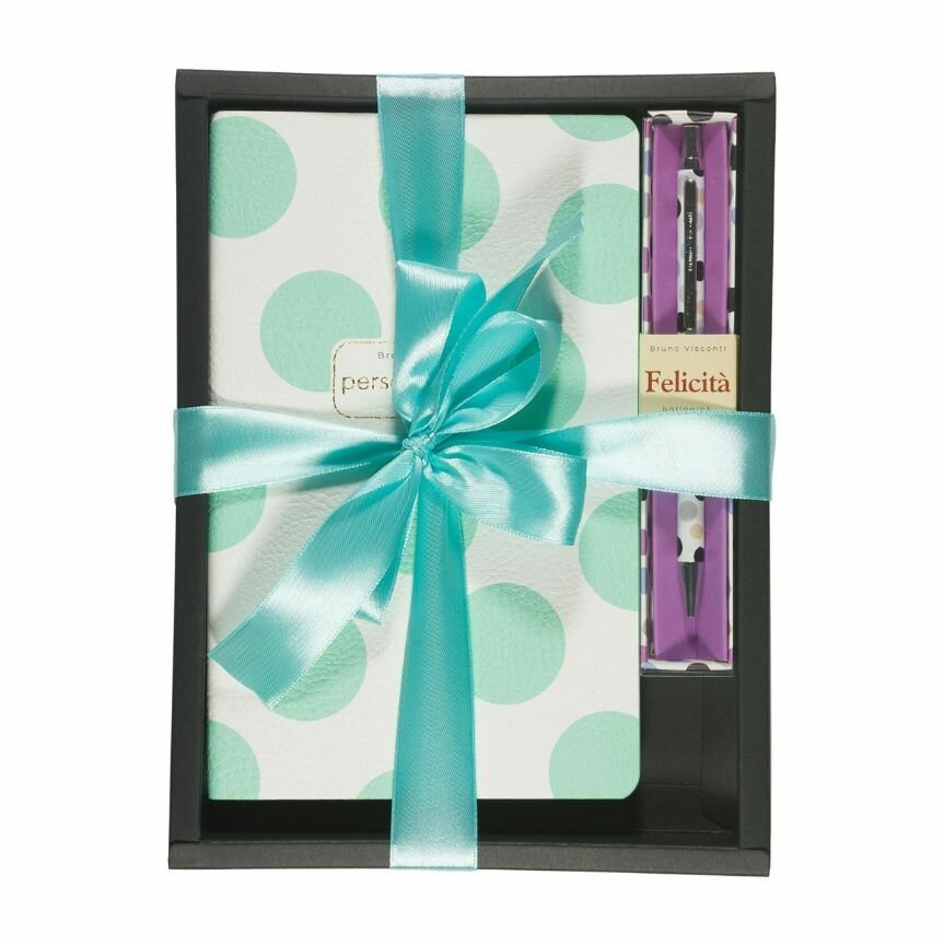 Набор подарочный А5 Bruno Visconti MINT POLKA DOTS (Ежедневник недатированный+ручка)