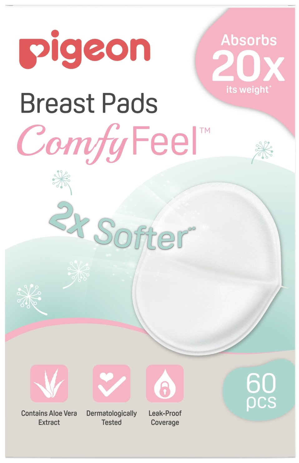 Pigeon Вкладыши для бюстгальтера ComfyFeel с алоэ, 60 шт.