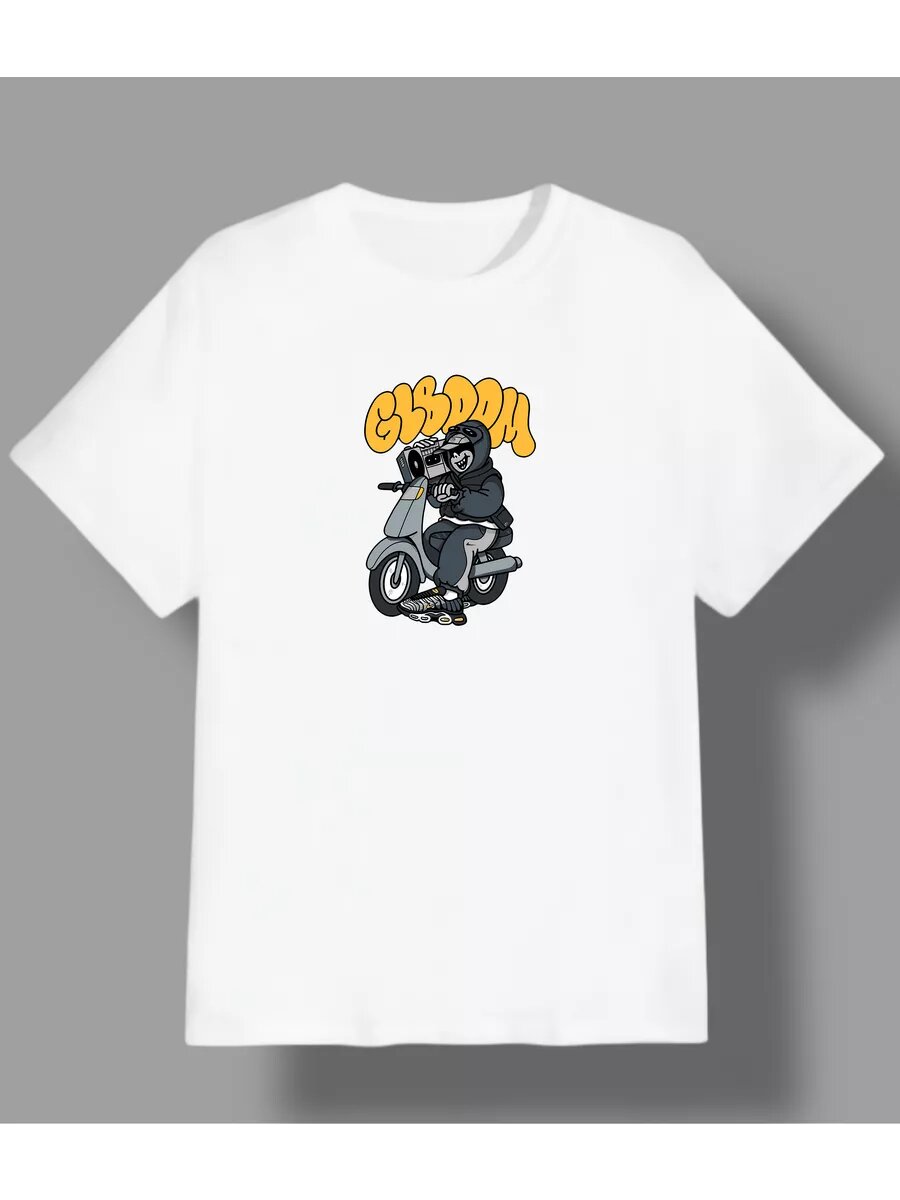 Футболка модный парень на скутере