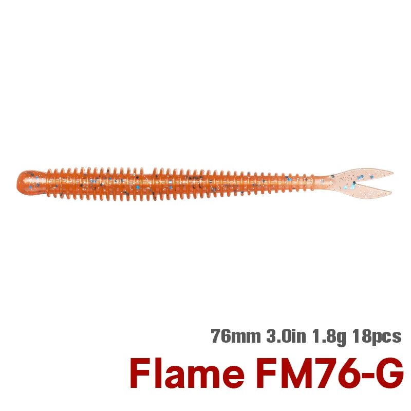 Мягкая приманка TSURINOYA Flame FM76-G, оранжевый, 18 шт.