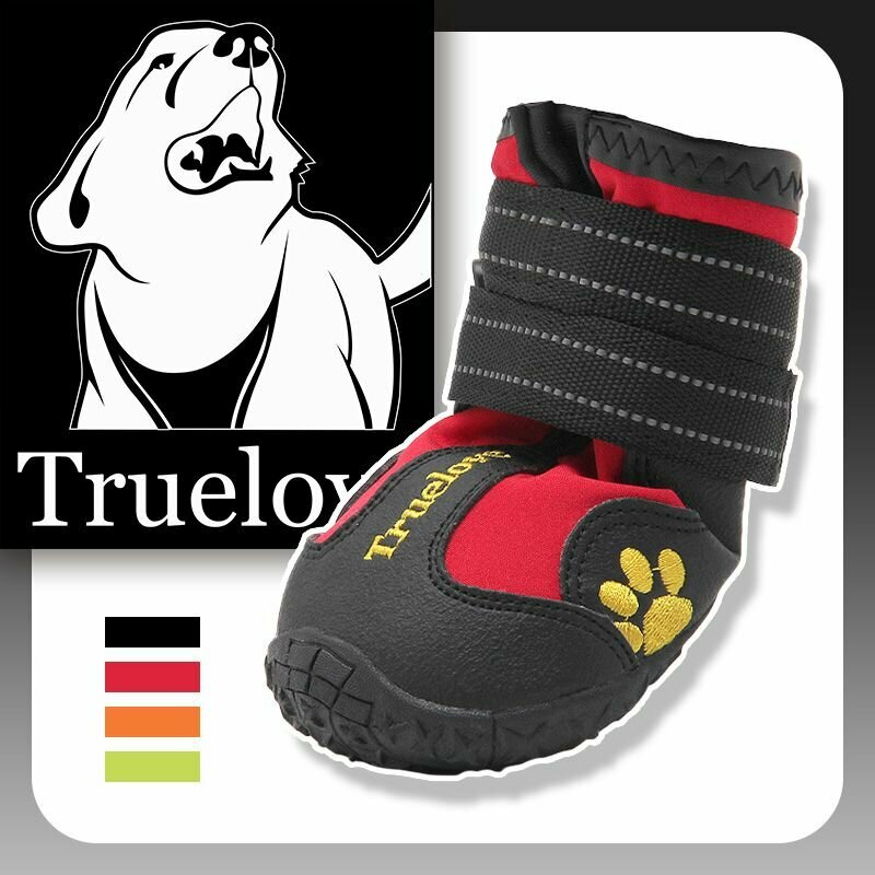 Обувь для собак Truelove 4шт дышащие ботинки для собак с противоскользящей подошвой и светоотражающими ремешками для всех пород